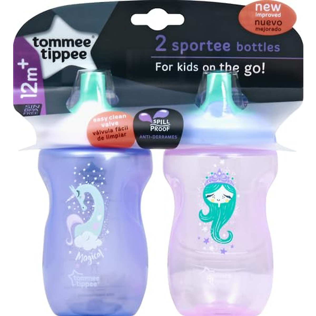 Tommee Tippee Toddler Sportee Sippy Cup, 12+ Months – 2Pk (Colors & Designs Vary)
