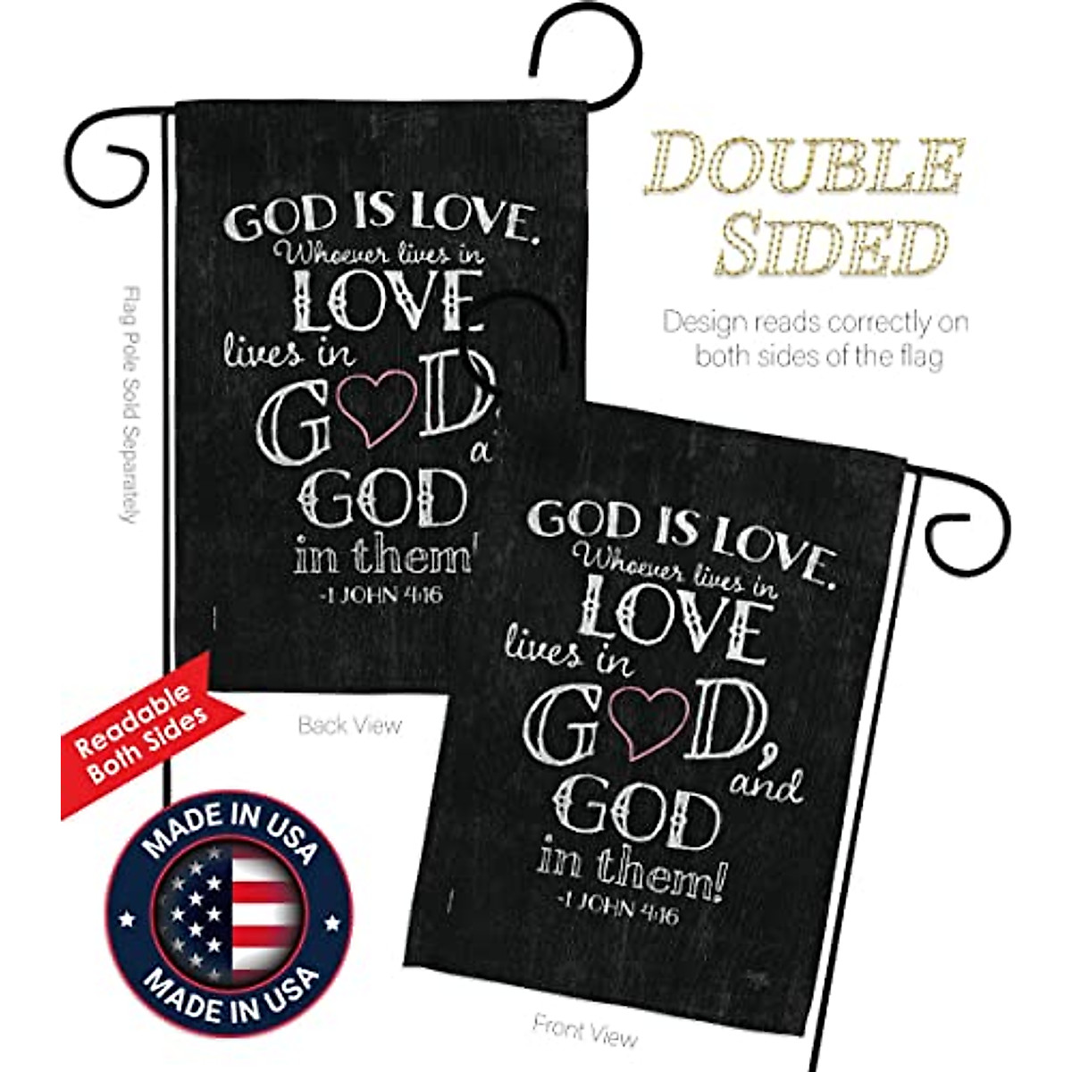 Breeze Decor God is Love Garden Flag Religious Bible Verses Bless Faith Thank Hope Pray Christian Religion House Decoration Banner Small Yard Gift Double-Sided, Made in USA
