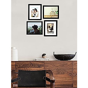 Picrit 8x10 Picture Frame Set of 12, Display 5x7 with Mat or 8x10 Without Mat, Photo Frames for Wall Mounting or Table Top Display, Black.