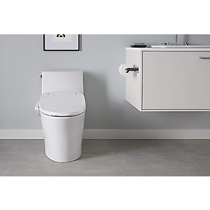 KOHLER Veil One-Piece Skirted Toilet, Dual Flush, Elongated Bowl, Skirted Trapway, White, Hidden Cord Option, Conceals Bidet Seat Cords, K-1381-HC-0