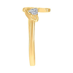 14k Two tone Gold Womens CZ Cubic Zirconia Simulated Diamond Love Heart Ring Measures 9.2mm Long Jewelry for Women
