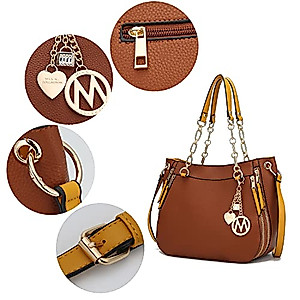 MKF Collection Tote Handbag with Wristlet Wallet, Vegan Leather Crossover Women’s Shoulder bag Purse