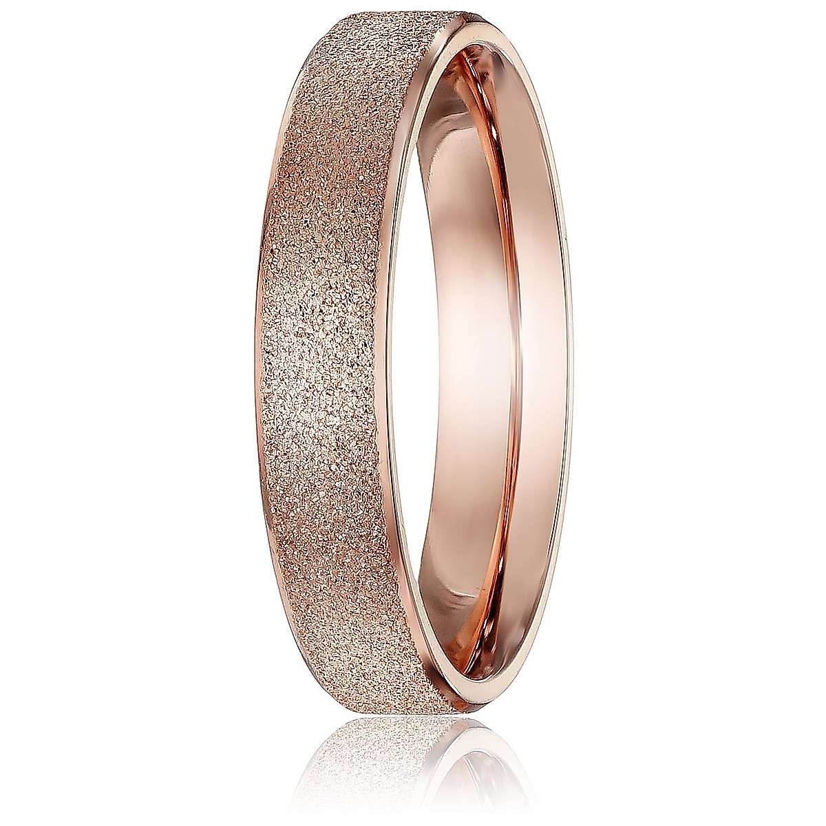 LOVE Beauties 4mm Women's Titanium Rose Gold Wedding Band Ring (4.5)