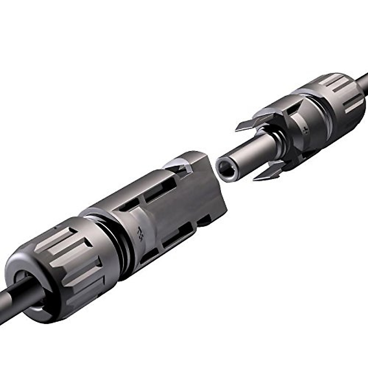 NUZAMAS Pair of 16 feet 12AWG/4.0mm Single Core Extension Cables with connectors for Solar Panels and Solar Power Systems 5 Meters (16ft) Cable with Plug