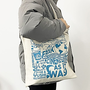 MUUMZI Singer Inspired Song Idea Gift Music Tote Bag, Idea Gift Women Canvas Tote Bag Gift for Fan, Reusable canvas tote Bags, Tote Bags for Birthday Gifts