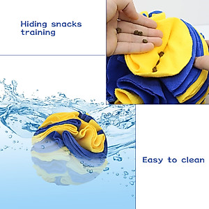 WishLotus Dog Snuffle Ball, Interactive Dog Toys Ball, Dog Brain Stimulating Puzzle Toys for Dogs, Enrichment Game Feeding Mat Slow Feeder Stress Relief Toy (Yellow+Blue)