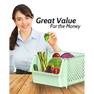 Skywin Plastic Stackable Storage Bins for Pantry - 2 Pack Stackable Bins For Organizing Food, Kitchen, and Bathroom Essentials (Multi)