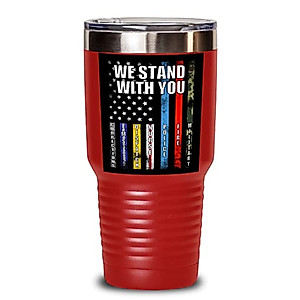 Corrections EMS Dispatch Nurse Police Fire Military Tumbler With Lid Red, 30oz Insulated Mug Cup Present Idea