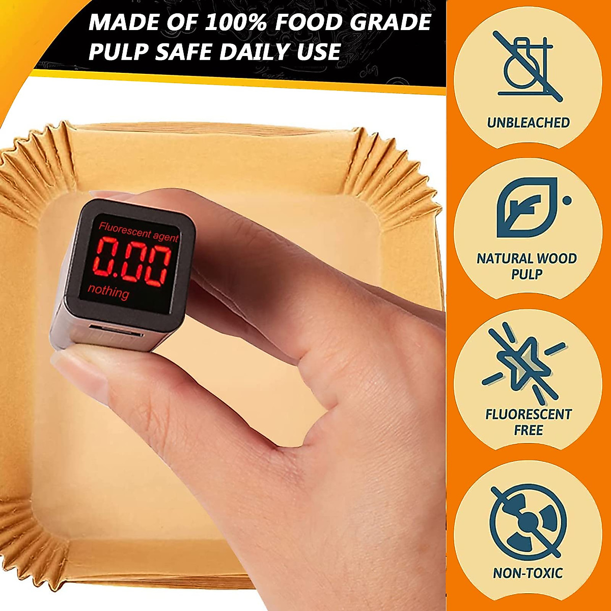 Air Fryer Disposable Paper Liners Square, 9 Inch 120Pcs Air Fryer Parchment Paper Liner, Non-Stick Unbleached Air Fryer Paper Pads Oil Resistant, Food Grade Baking Paper for Roasting Microwave