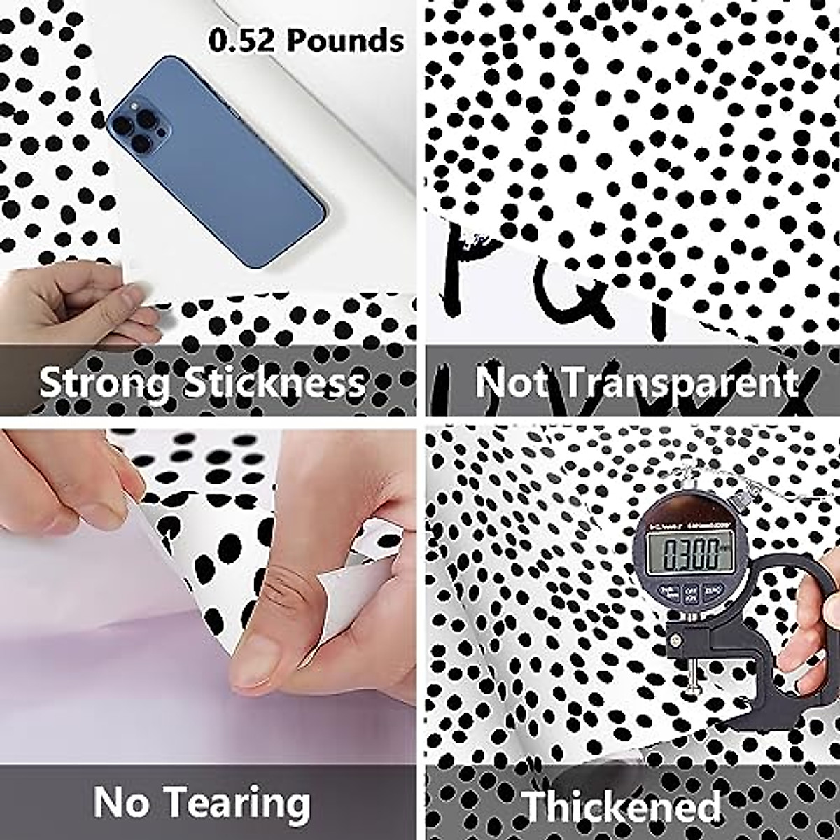 Jeweluck Black and White Wallpaper Peel and Stick Wallpaper Dot Contact Paper 17.7inch×118.1inch Modern Black Contact Paper Peel and Stick Polka Dot Wallpaper Removable Wallpaper for Bathroom Vinyl