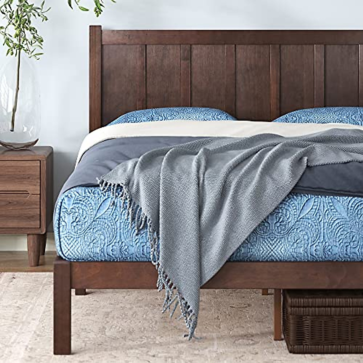 Zinus Adrian Wood Rustic Style Platform Bed with Headboard / No Box Spring Needed / Wood Slat Support, Full,OLB-SWPBHR-12F,Brown