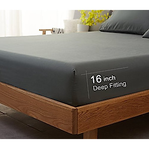 SONORO KATE Bed Sheets Set Sheets Microfiber Super Soft 1800 Thread Count Egyptian Sheets 16-Inch Deep Pocket Wrinkle - 6 Piece (King, Dark Grey)