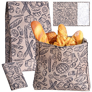 Tioncy 2 Packs Reusable Beeswax Bread Bags Linen Bread Storage Bag with Improved Beeswax Coating Homemade Bread Bags Beewax Food Wraps for Sourdough Bread for Loaf Fresh Freezer Baker Gifts(Brown)