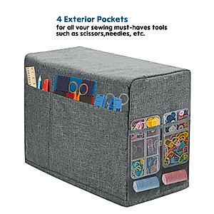 Boczif Sewing Machine Cover, Protective Cover with Essentials Storage Pockets, Sewing Machine Cover Dust Cover Compatible with Most Standard Singer Brother Machines and Accessories