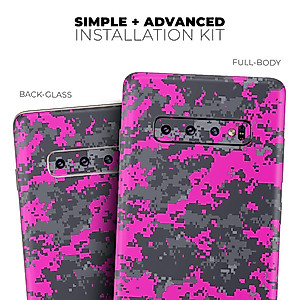 DesignSkinz Bright Pink and Gray Digital Camouflage Protective Vinyl Decal Wrap Skin Cover Compatible with The Samsung Galaxy S20 (Screen Trim & Back Glass Skin)