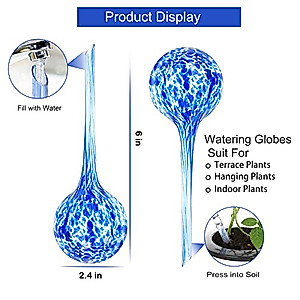 6 Pack Plant Watering Globes -Self Watering Globes Auto-Drippers System Water Globes for Plants-Glass Watering Globes for Plants Watering Irrigation Device for Indoor Outdoor Size 6" L x 2.4" D
