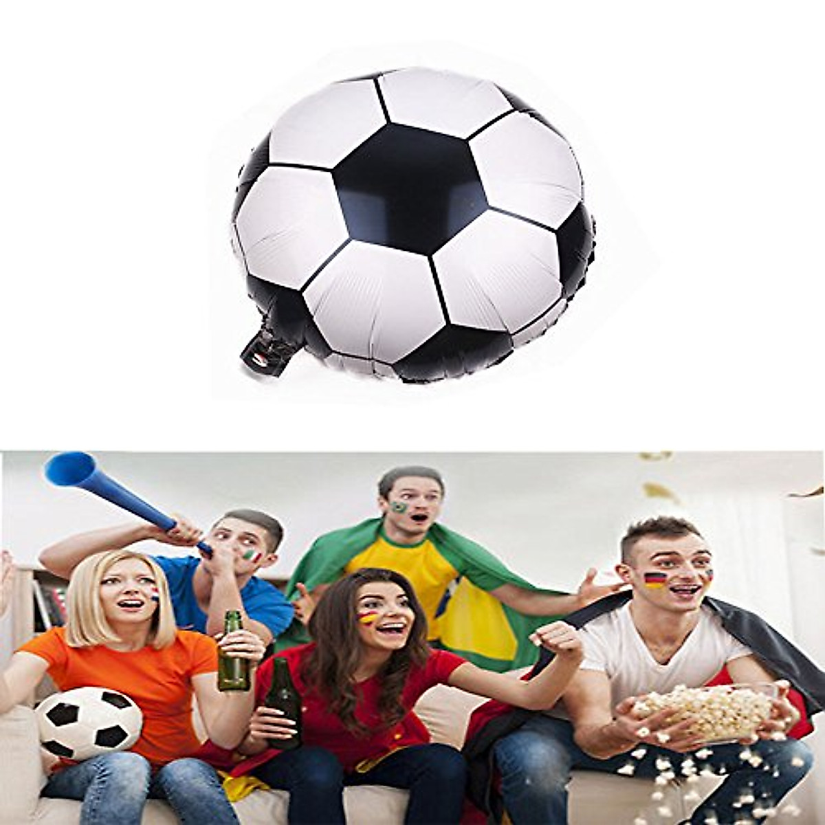 BinaryABC Soccer Balloons,Football Party Supplies,Foil Soccer Balloons,18 Inch,(10pcs)