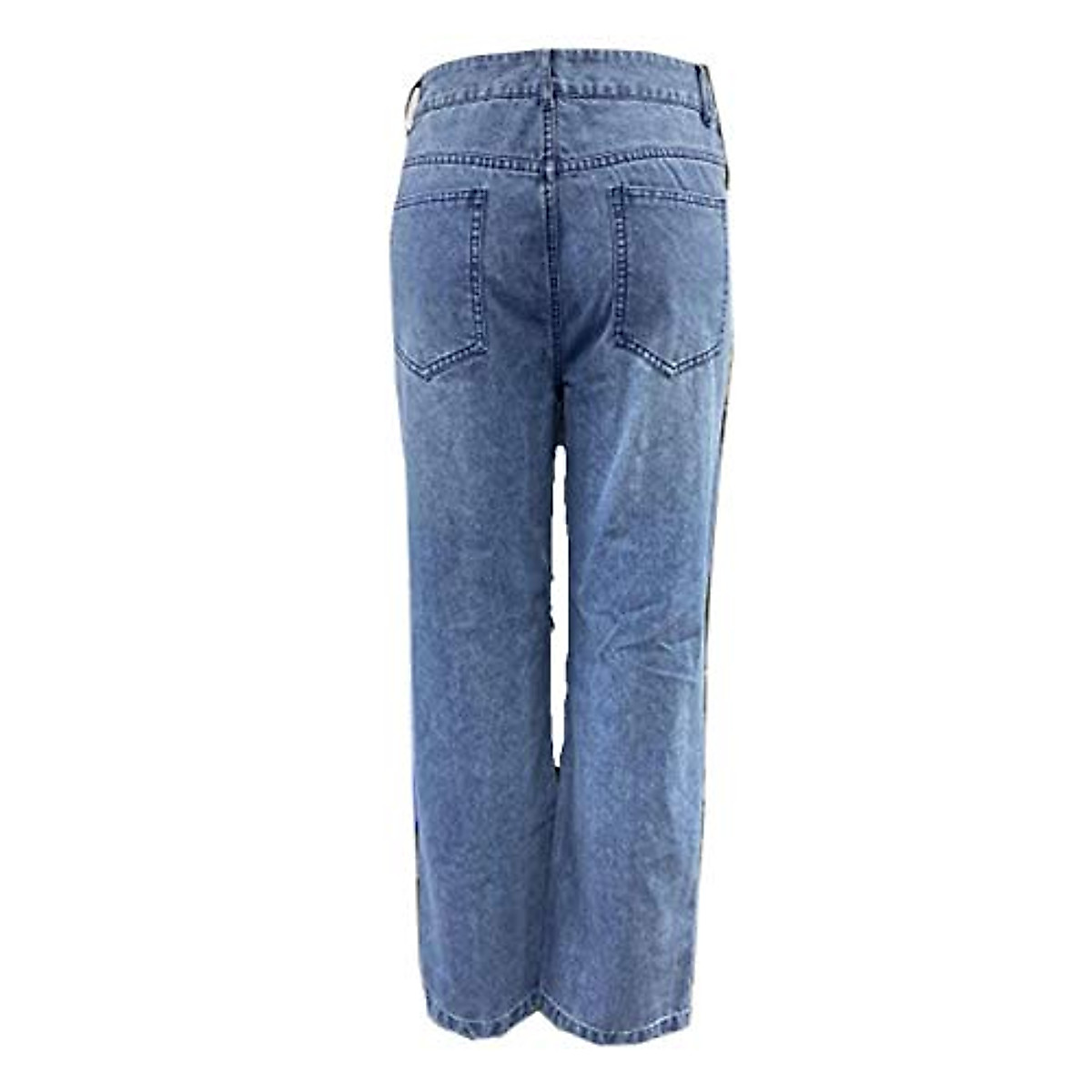 Fujiuia Pocket Jeans Waist Denim Elastic Hole Women Loose Trousers Button High Pants Pants Cute Jean Dress for Women