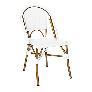 Safavieh Home Collection Hooper Indoor-Outdoor Stacking Side Chairs | Black & White | Set of 2