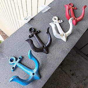 lemonadeus Cast Iron Nautical Anchor Wall Hooks Coat Hooks Rack,Coastal Decorative Wall Mounted Antique Chic Metal Keys Towel Coat Hooks Hanger (4 PCS)