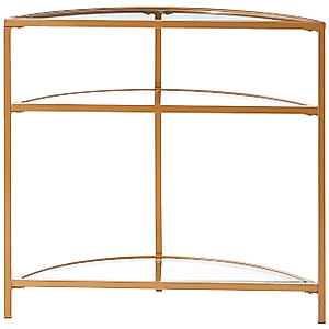 HomePop Home Decor | Kaufmann Collection Modern Glass Half Moon Accent Table | Accent Table for Display & Storage for Entry Way & Living Room (Gold)