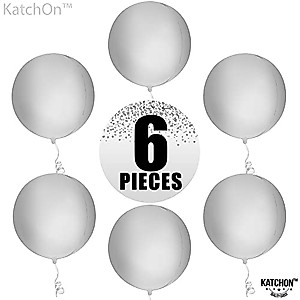 Huge, Metallic White Mylar Balloons - 22 Inch, Pack of 6 | White 4d Balloons | White Foil Balloons Decorations | White Large Balloons for Wedding, Birthday, Engagement, Halloween Party Decorations