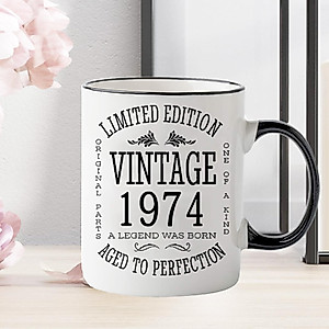 1974 50th Birthday Gifts for Women and Men Ceramic Unique Ceramic Coffee Mugs for Men and Women - Christmas Gifts for Him, Her, Husband, Wife, Mom, Dad, Family Friends, Coworker - White 11 Oz Tea Cups