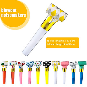 Skylety 20 Pcs Blowouts Noisemakers Funny Birthday Halloween Blowouts Blow Horns Colorful Noisemakers Whistles Noise Makers for 2024 Birthday Halloween Fall Christmas Wedding Party Supplies