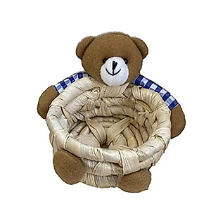 Sundries Storage Basket Decorative Lovely Desktop Sundries Woven Bear Storage Basket for Living Room L