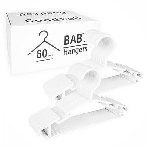 GoodtoU Plastic Kids Hangers, 60 Pack, White, Lightweight, Suitable for 0-6 Years, Holds Clothes and Organizes Closets