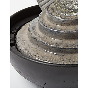 SEINHIJO Indoor Tabletop Water Fountain Zen Cascading Feng Shui Waterfall Home Decor Table Centerpiece Relaxation Gifts with LED Lights Rolling Ball 11 inch