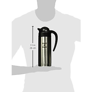 Service Ideas S2SN100HHET Steelvac Carafe,"Half & Half" Etched, 1L, Stainless Base