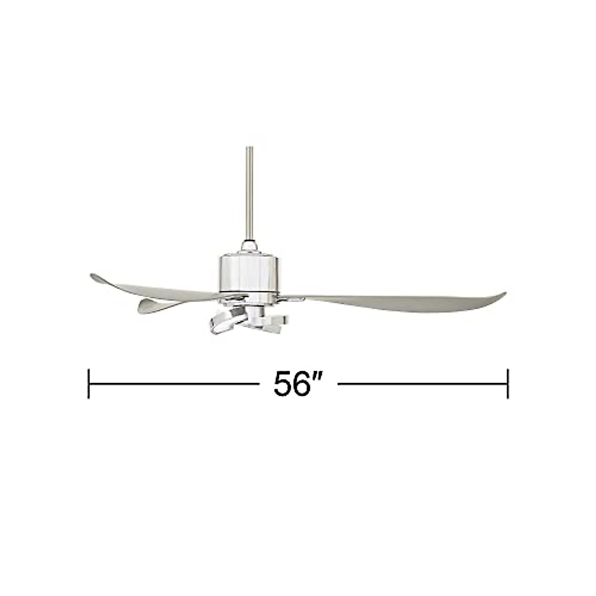 Possini Euro Design 56" Vengeance Modern 3 Blade Indoor Ceiling Fan with LED Light Remote Control Chrome Silver White Diffuser for Living Kitchen House Bedroom Family Dining Home Office Kids Room