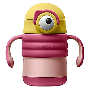 bc babycare Stainless Steel Sippy Cup, Toddler Cups with Straw and Handle, Leak Proof Toddler Straw Cups, Baby Sippy Cup, Insulated Cup, Insulated Cup, 6+ mths, 9.8oz Pink