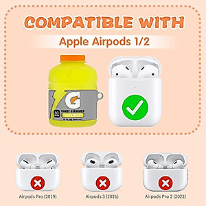 3 Pack Drink Cases for AirPods Case 2nd Generation, Funny Soft Silicone Fashion Cartoon Food Skin Protective Cover, Sport Drinks Water Cute Fun for Apple AirPod 2/1 Women Girls Boys with Keychain