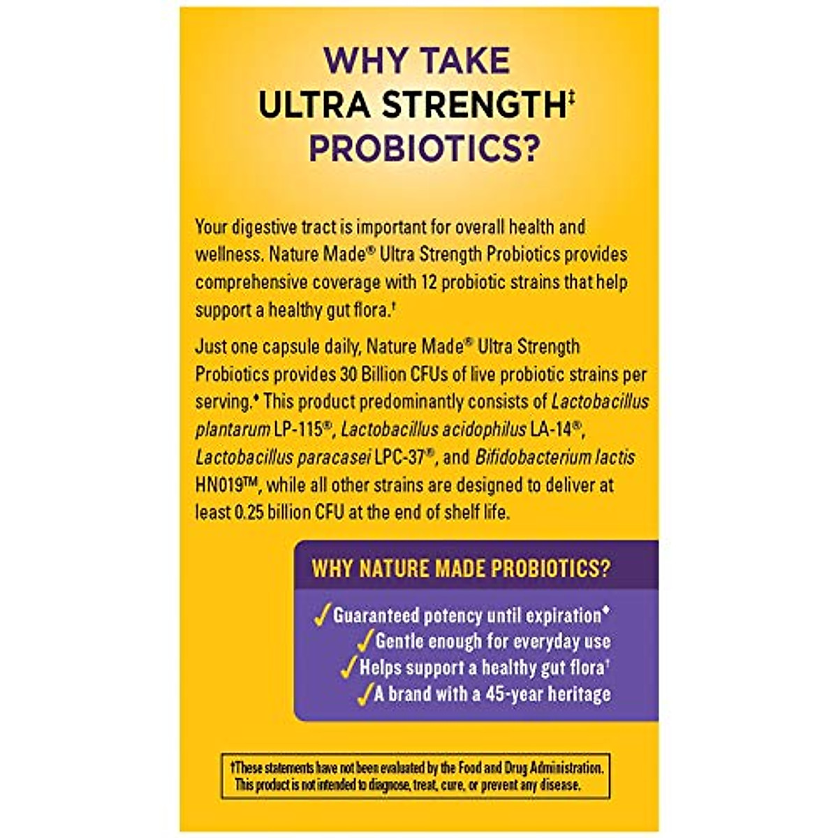 Nature Made Ultra Strength 12 Strain Digestive Probiotics, Dietary Supplement for Digestive Health Support, 25 Probiotic Capsules, 25 Day Supply