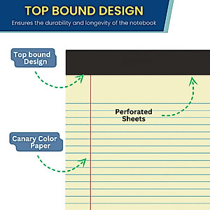 1InTheOffice Yellow Notepads 8.5 x 11, Wide Ruled Writing Pads, Yellow 50 Sheets per Notepads, 12/Pack