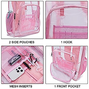 YZAOLL Clear Backpack Heavy Duty Large Transparent Backpacks Soft TPU Daypack Backpacks Book Bag Stadium Approved Pink