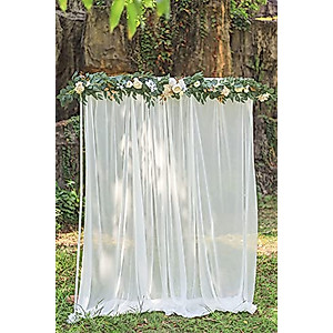 Lookein White Sheer Curtains 120 Inches Long Wrinkle-Free Curtains for Backdrop Window Curtains for Bedroom Party Wedding