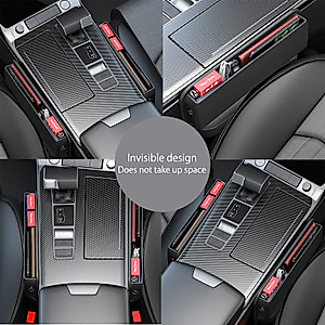 MDee Car Seat Gap Filler, Universal Fit Car Seat Gap Organizer, Premium Leather Car Seat Storage Box, Adjustable Stop Car Seat Organizer Drop and Storage Front Seat for Phones, Cards, Keys