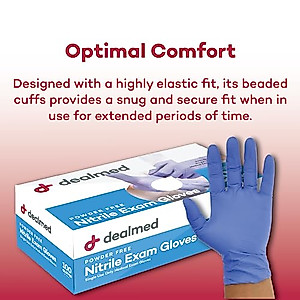 Dealmed Nitrile Medical Exam Gloves, Disposable Latex Free, Medium, 100 ct. (Pack of 10)