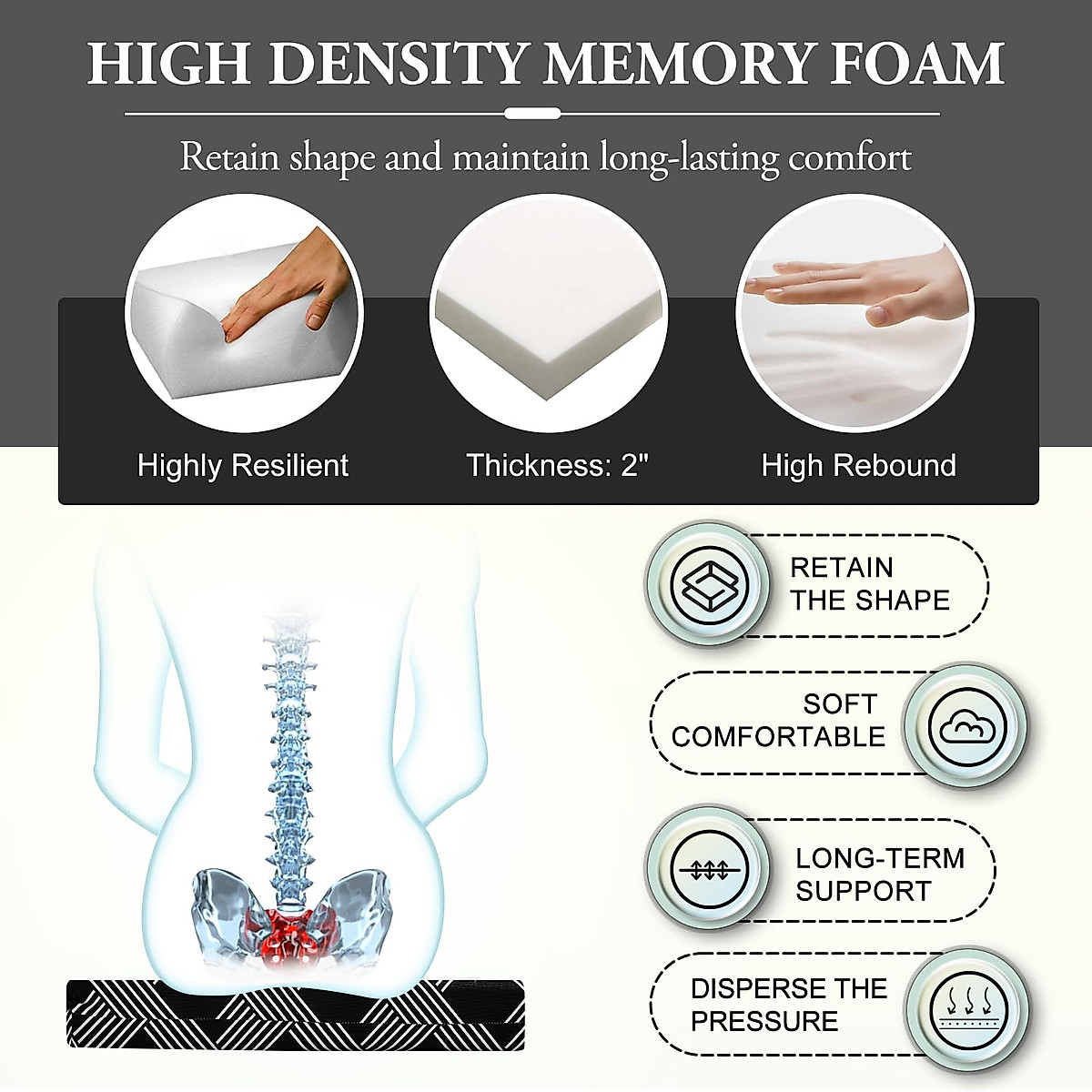 Wellsin Outdoor Chair Cushions for Patio Furniture - Patio Chair Cushions Set of 4 - Waterproof Round Corner Outdoor Seat Cushions 17"X16"X2", Black Geometry