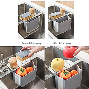 BIGJJIN Dry and Wet Separation Trash Can, Kitchen Trash Can for Counter Top Or Under Sink, Collapsible Separation Hanging Telescopic Trash Can