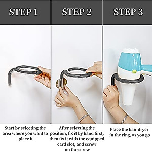 Hair Dryer Holder Wall Mount Acrylic Stripes Hair Dryer Rack Hair Care Tools Holder for Barbershop, Bathroom, Bedroom, Wall Mount Chrome Finished (Black)