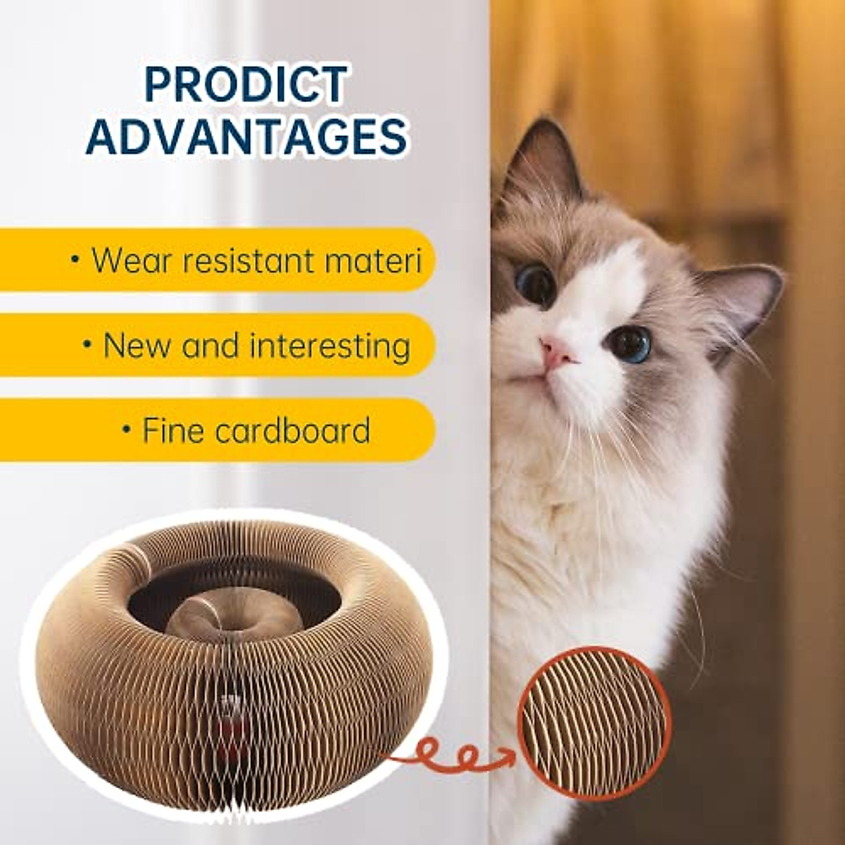 Magic Organ Cat Scratching Board, 2PC Cat Toys, Interactive Scratch Pad Cat Toy with Toy Bell Ball, Stretchy Cat Accordion Toy for Kitty & Cat Lovers Gifts (2PCS)