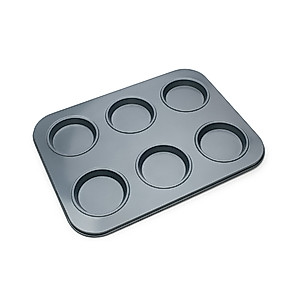 Fox Run Non-Stick Baking Pan, 6 Cup Large Muffin Top, Metallic