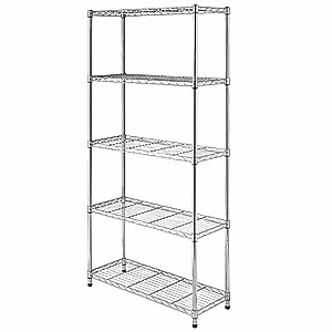 5 Tier Wire Shelving Rack Storage Metal Shelf Wire Shelving Unit 72" Hx36 Wx14 D 1250 LBS Capacity Sturdy Steel Heavy Duty 5 Tier Layer Rack for Restaurant Garage Pantry Kitchen Garage Rack Chrome