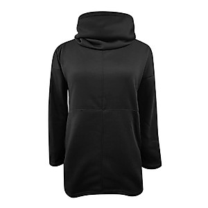 iQKA Women Long Sleeve High Neck Sweatshirt Solid Color Casual Loose Turtleneck Pullover Tops Fall Blouse S-3XL(Black，XXL)