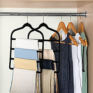 Velvet Pants Clothes Hanger Space Saving Non-Slip Pants Shorts Hanger, Myfolrena Jeans Slack Trousers Hangers Multiple Velvet Hanger Closet Organizer Storage and Organization for Jeans,Scarf,Tie
