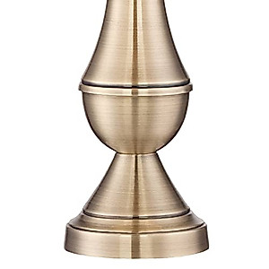 Regency Hill Becky Traditional Candlestick Table Lamps Set of 2 24 3/4" High Antique Brass Gold Metal Ivory Linen Pleat Shade for Bedroom Living Room Bedside Nightstand House Home Office